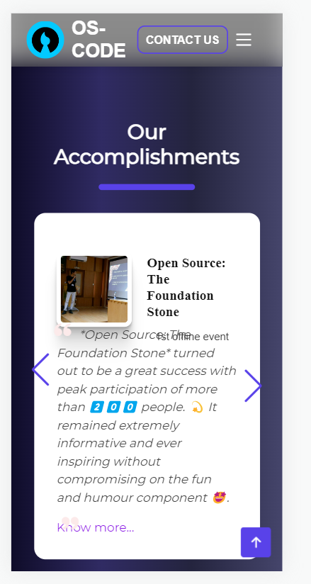 Responsiveness Of Card In Our Accomplishments · Issue 925 · Oscode Community 