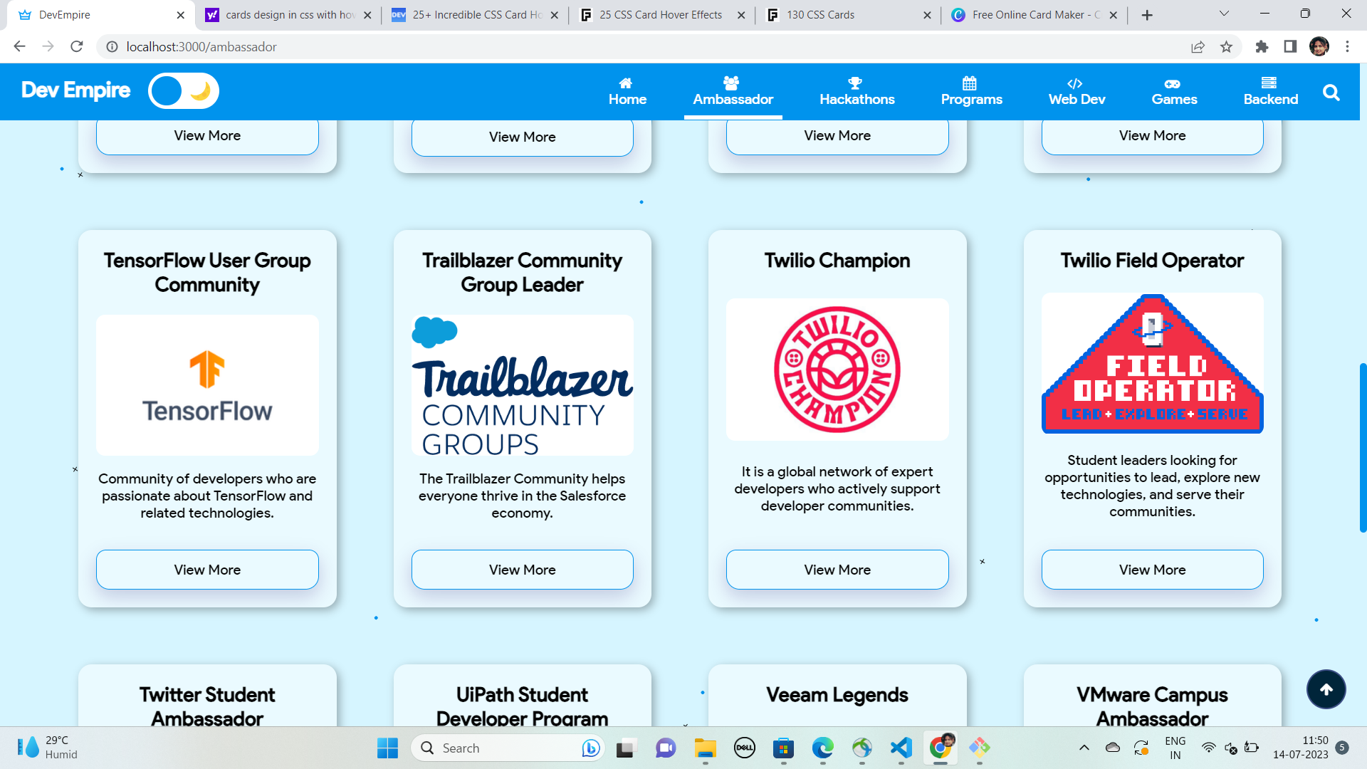 Enhancement on ui of Cards · Issue #367 · swapnilsparsh/DevEmpire · GitHub