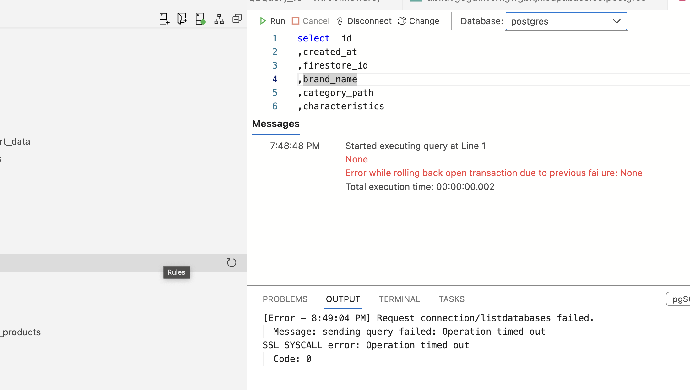 Postgresql stops responding after several minutes of inactivity with a ...