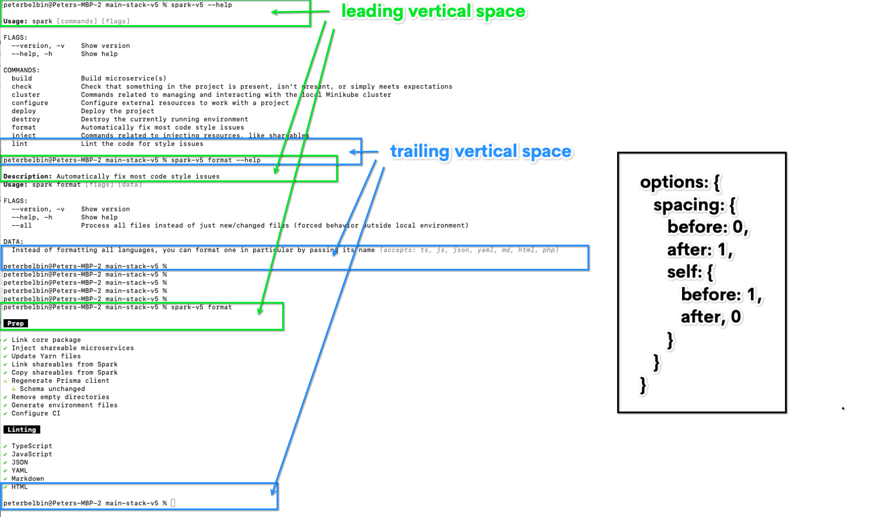Ability to distinctly control spacing of internally generated vs client ...
