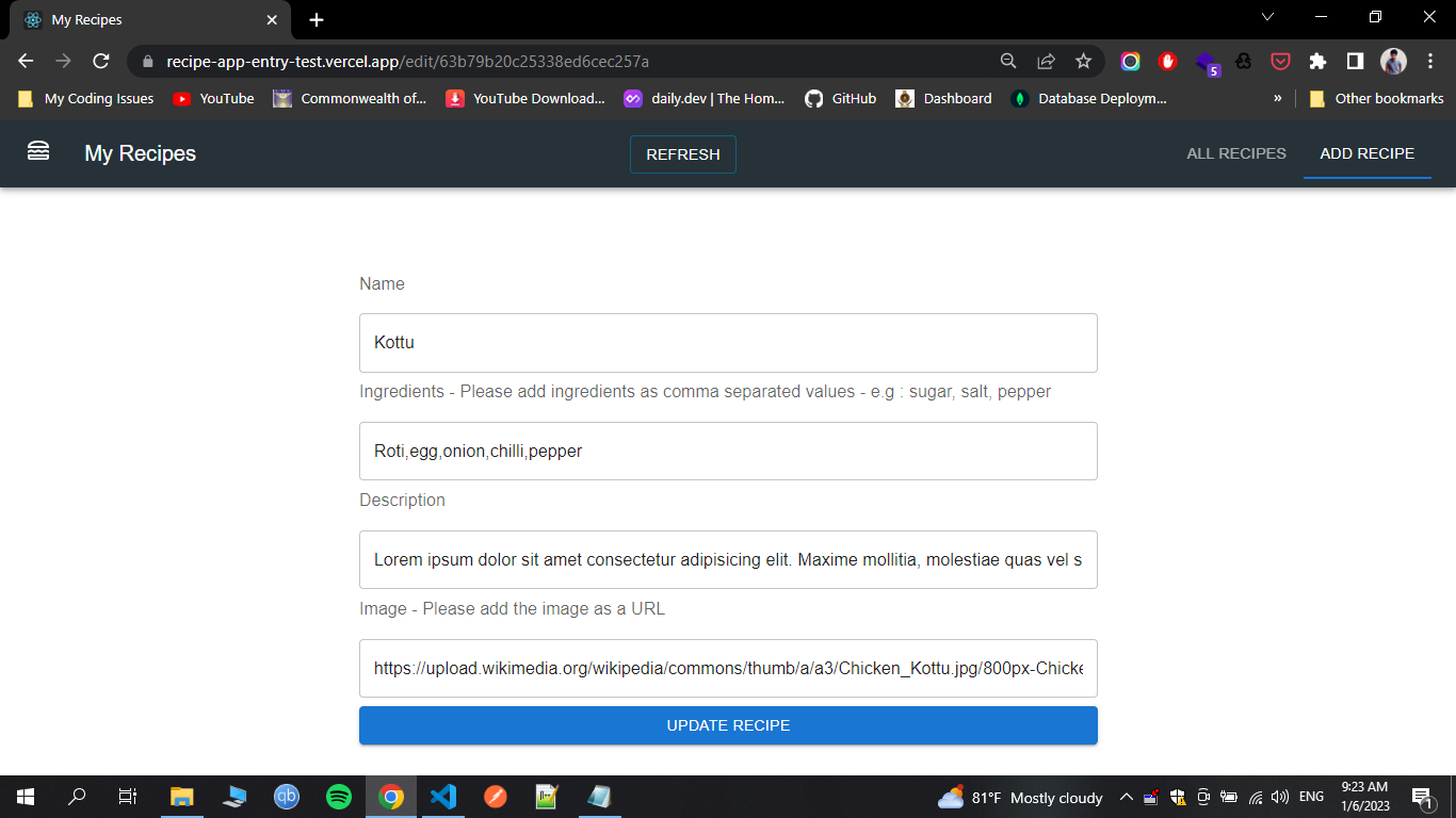 GitHub - avishkaindula/recipe-entry-test-project