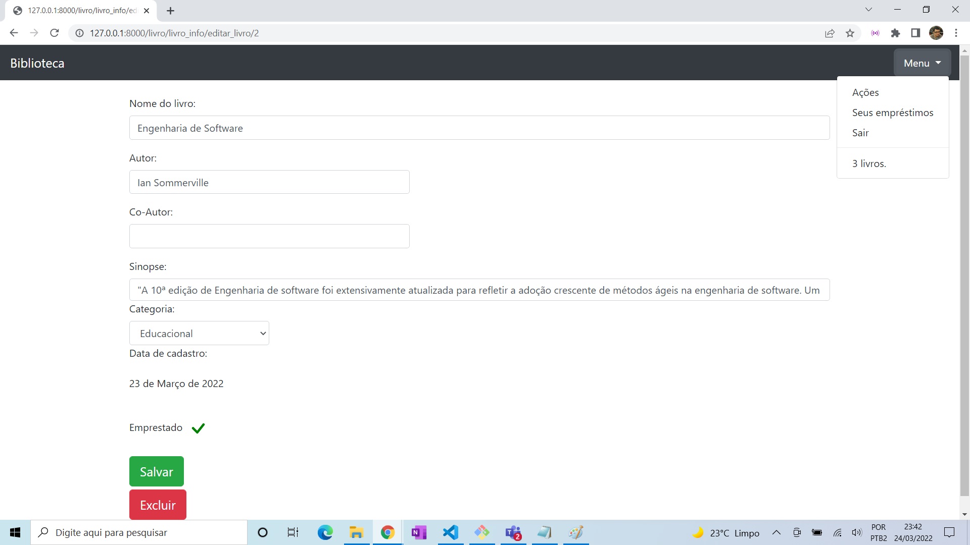 GitHub - diego-goncalves-dreossi/biblioteca-django: Sistema de desenvolvido em Python e Django ...