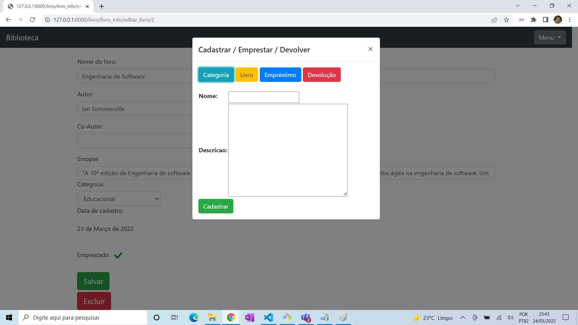 GitHub - diego-goncalves-dreossi/biblioteca-django: Sistema de ...