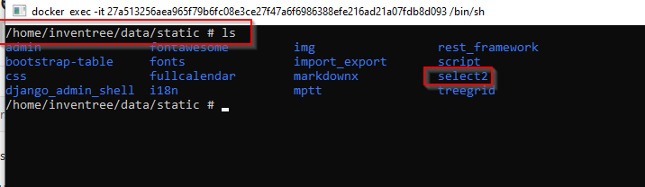 Docker: select2 doesn't make it into static · Issue #1767 · inventree/InvenTree · GitHub