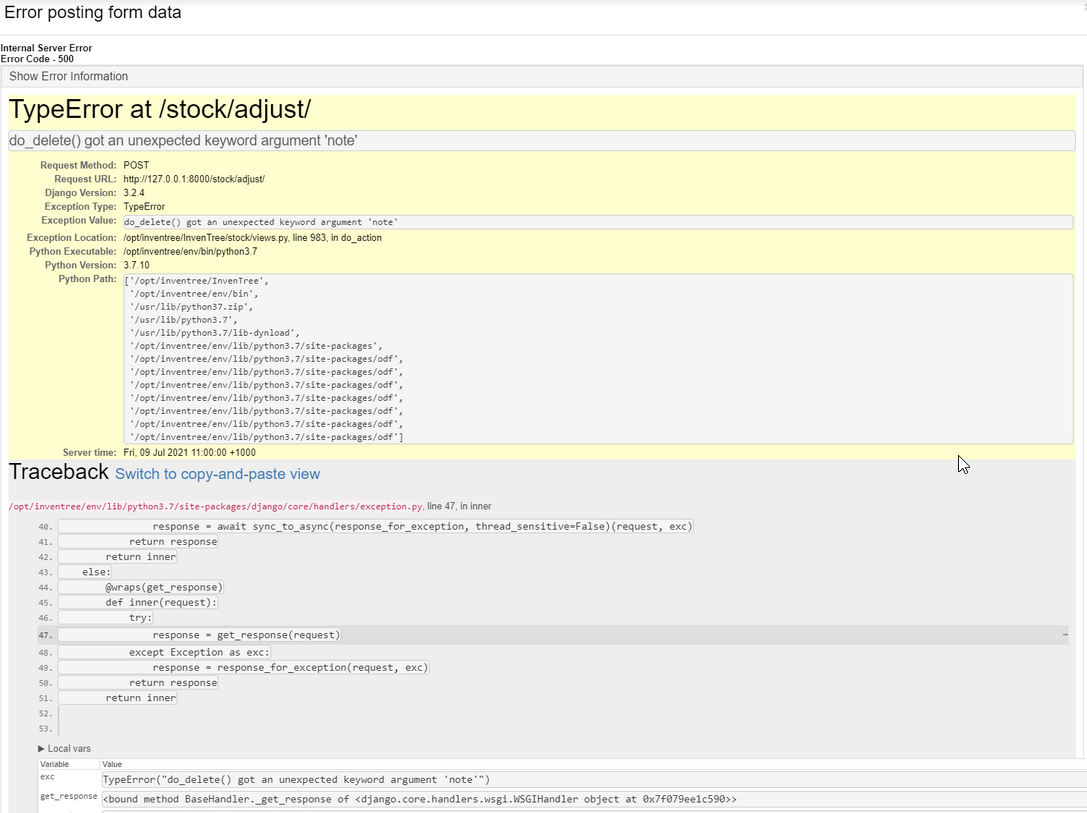 Error attempting to delete stock item · Issue #1784 · inventree/InvenTree · GitHub