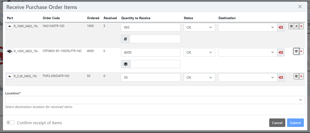 [FR] PO receive trackable items with batch code / serial no · Issue #2660 · inventree/InvenTree ...