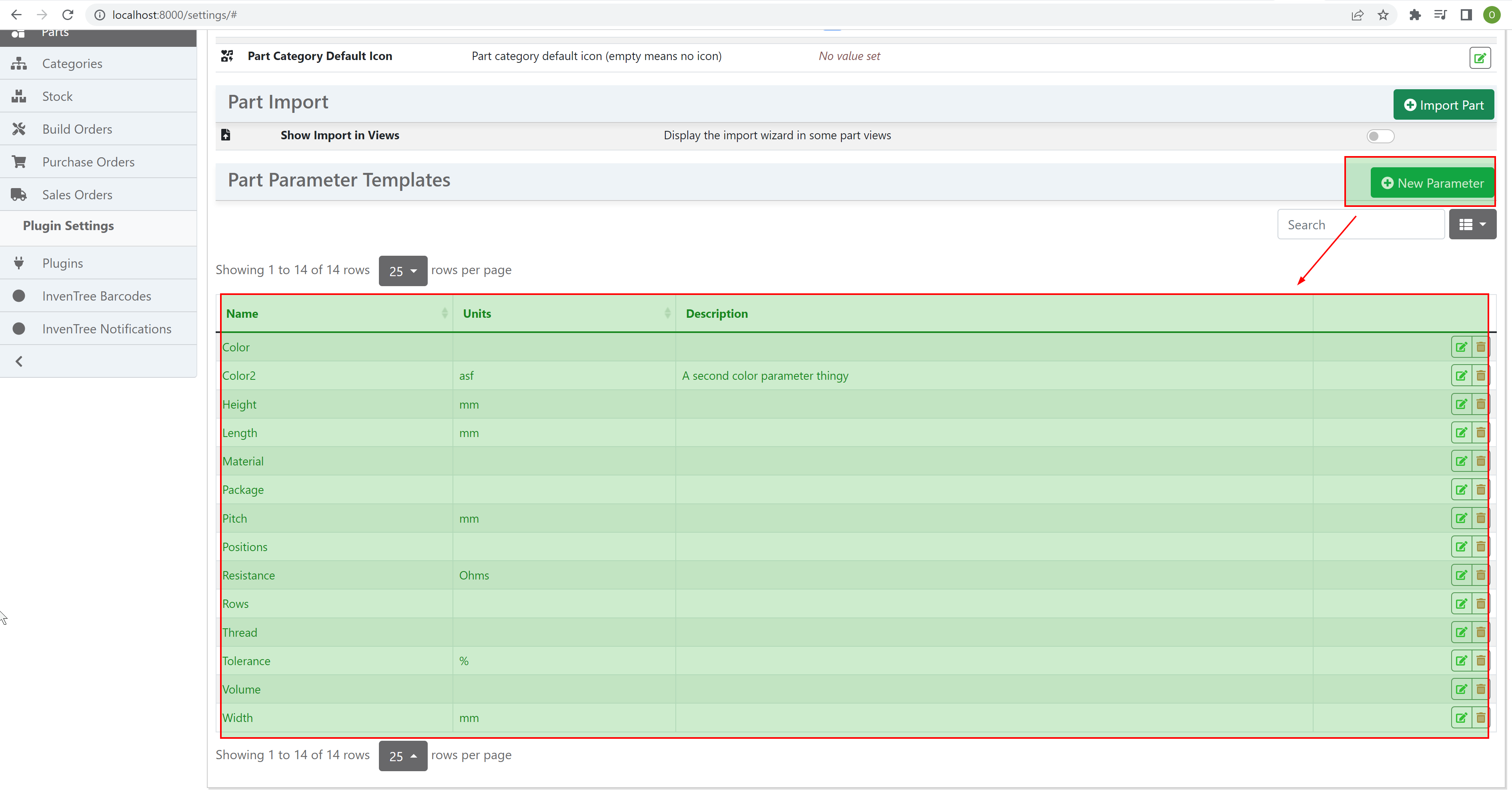 After creating new part parameter, it cannot be found in list of parameters until page is ...