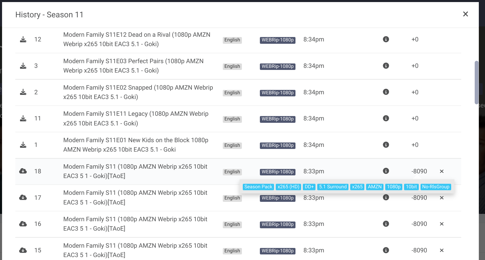 Release level CF is incorrectly applied to episode custom formats in season pack releases ...