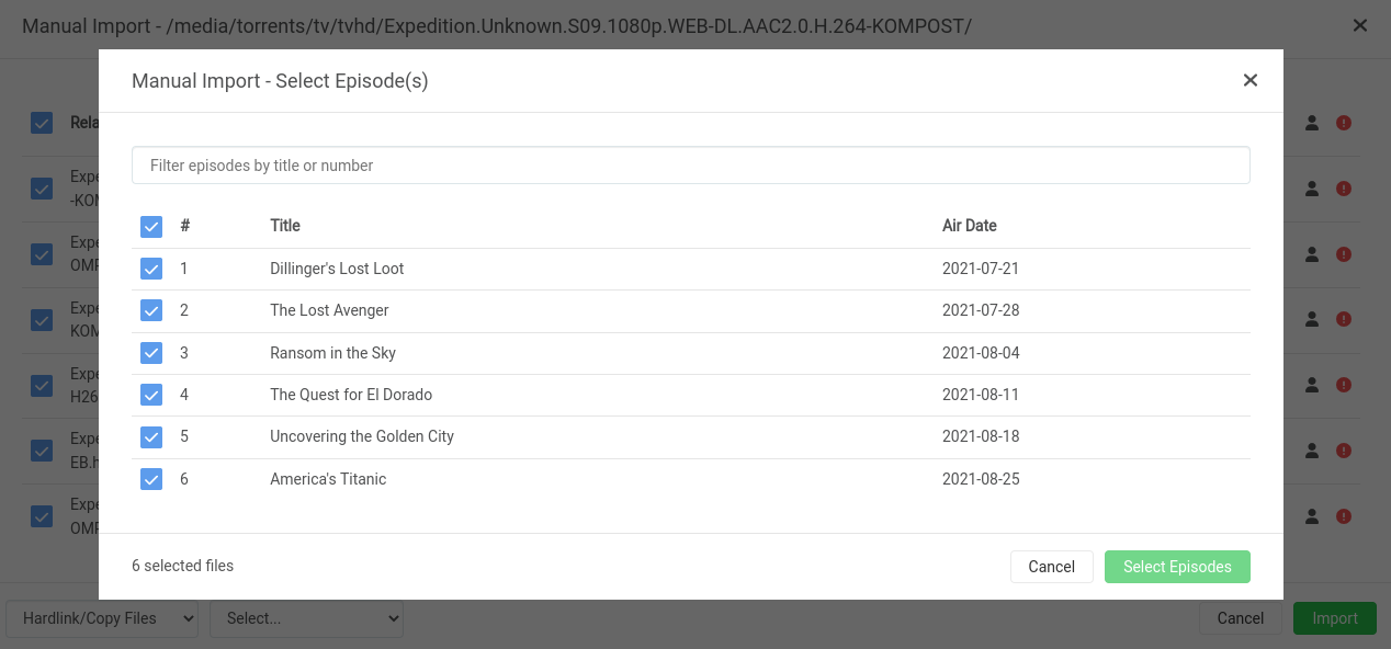 Manual Import - Multi-select episodes broken · Issue #5543 · Sonarr/Sonarr · GitHub
