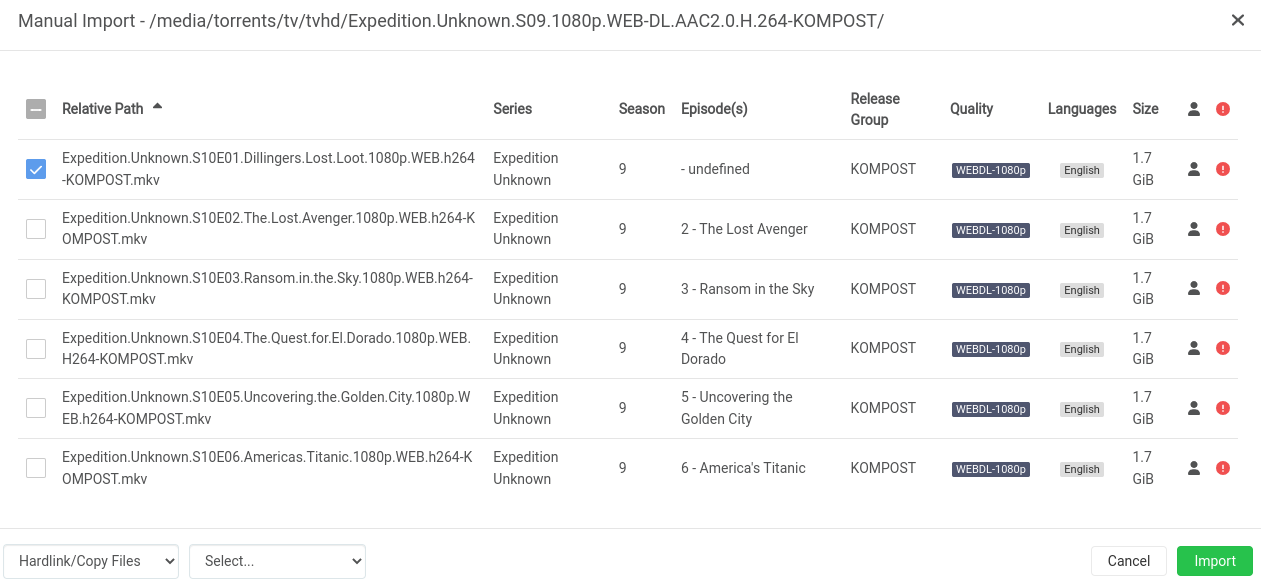 Manual Import - Multi-select episodes broken · Issue #5543 · Sonarr/Sonarr · GitHub