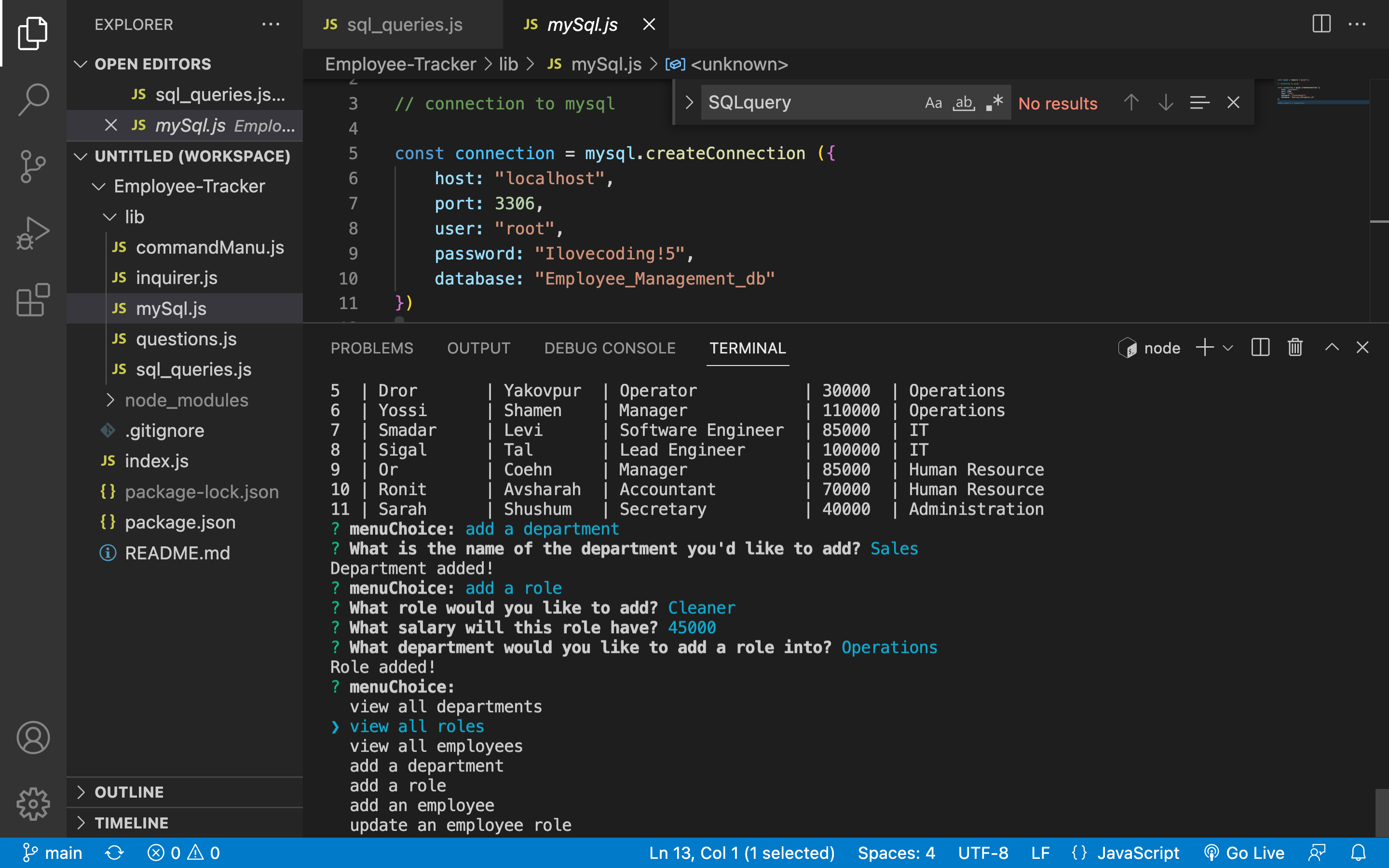 GitHub - OrtalWikoff/Employee-Tracker: I build a command-line application from scratch to manage ...
