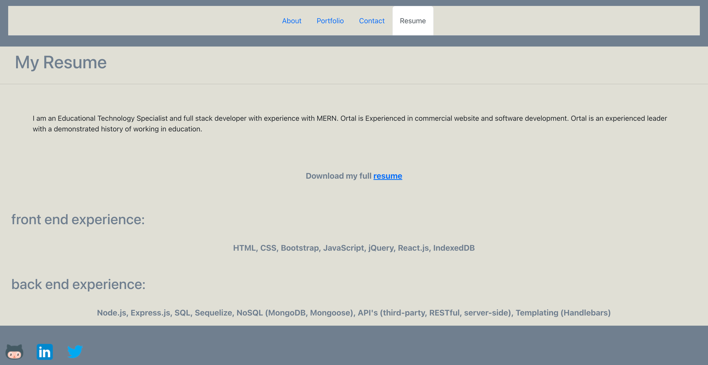 GitHub - OrtalWikoff/MyPortfolio: This app contains my Personal full stack development portfolio.