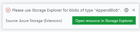 [Codespace] Downloading append blob or page blob triggers to launch or install Storage Explorer ...