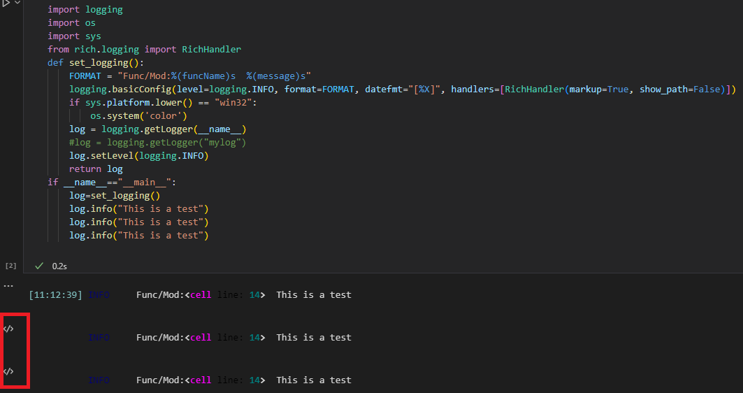 When vscode jupyter uses the rich package, the symbol appears on the left · Issue #12254 ...