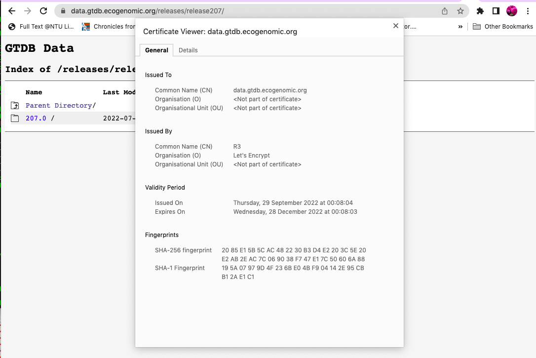 Certificate expiry for gtdb website · Issue #441 · Ecogenomics/GTDBTk · GitHub