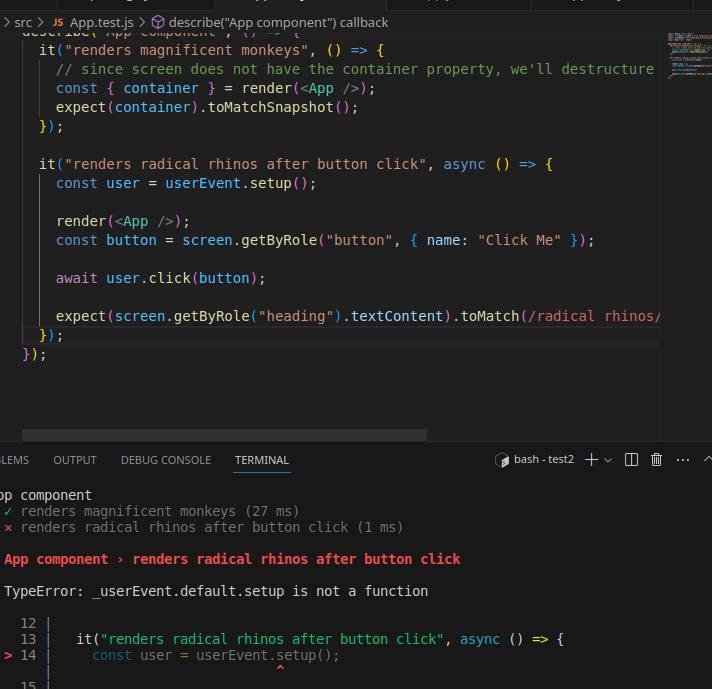 Bug: Expected vs. actual behavior is different in lesson because code snippet uses a later ...