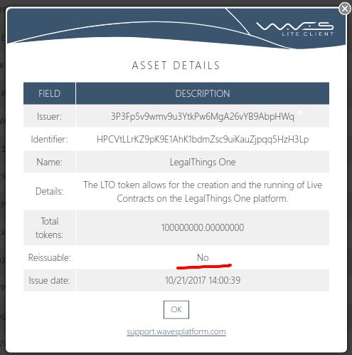 Non-reissuable token incorrectly marked as reissuable · Issue #491 · wavesplatform/WavesGUI · GitHub