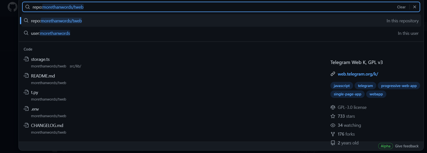 Repo info inside new Alpha search bar (z-index issue) · Issue #6151 · refined-github/refined ...