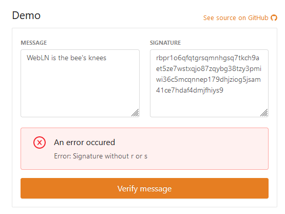 Exception During Verifymessage · Issue 804 · Getalbylightning 3834