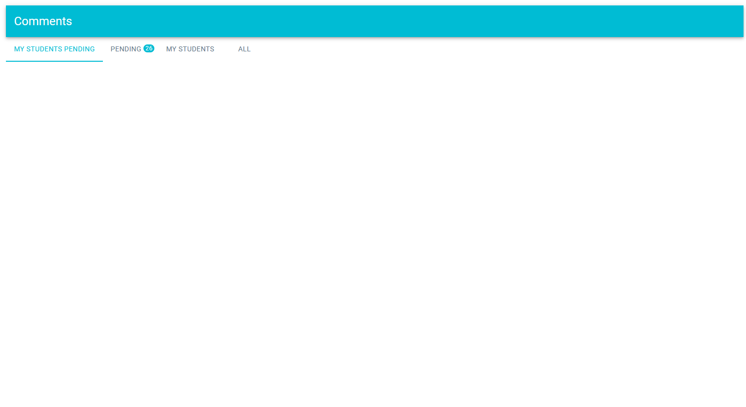 When there are no comments, page should reflect a message stating as such, instead of a blank ...