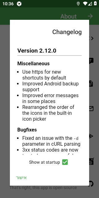 Changelog disappears after rotating screen · Issue #261 · Waboodoo/HTTP-Shortcuts · GitHub