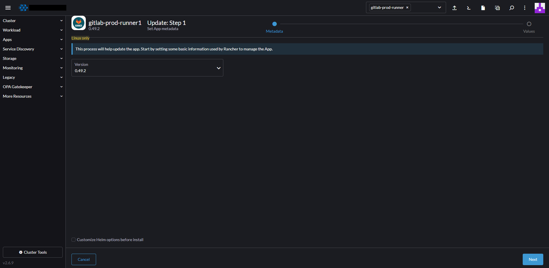 Bug Rancher Version V270 And V271 Apps Can No Longer Be Installededitedupdated In An Aks