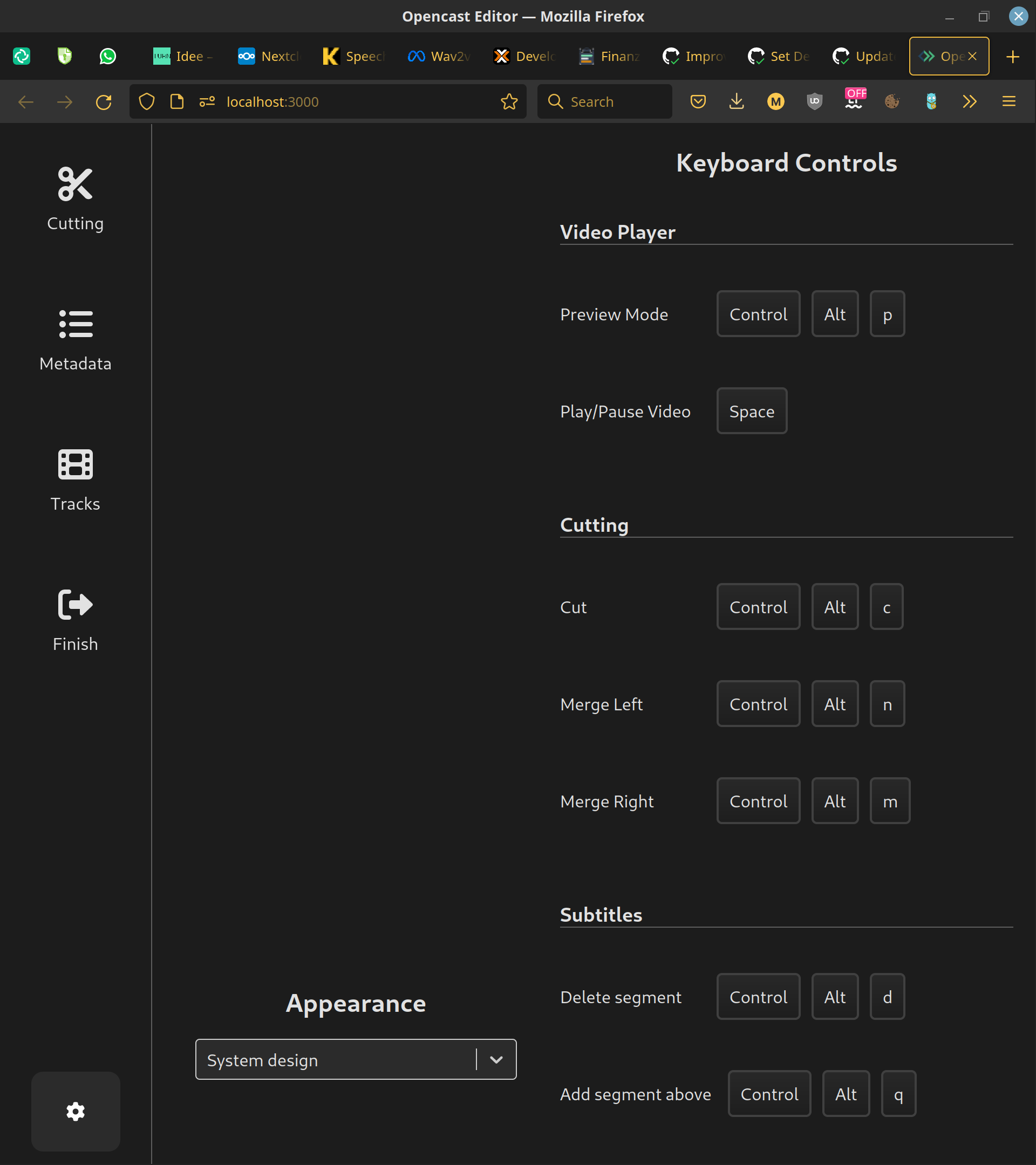 Settings Aren T Using Space Well · Issue 850 · Opencast Opencast Editor · Github