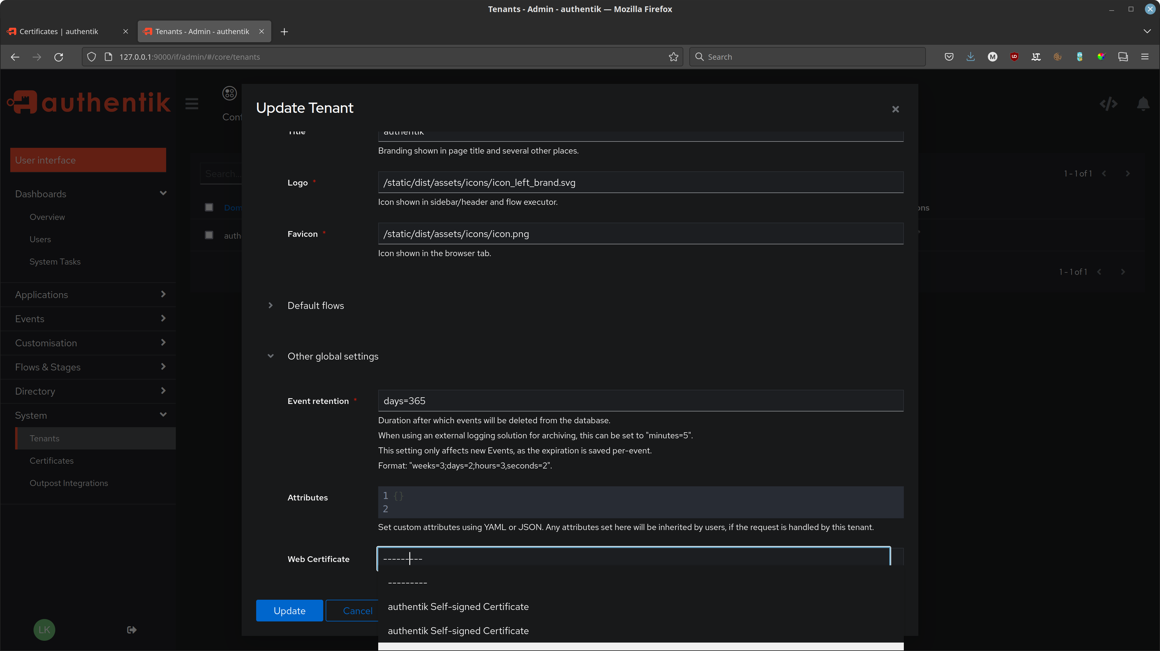 Certificate dropdown partly hidden · Issue #4814 · goauthentik/authentik · GitHub