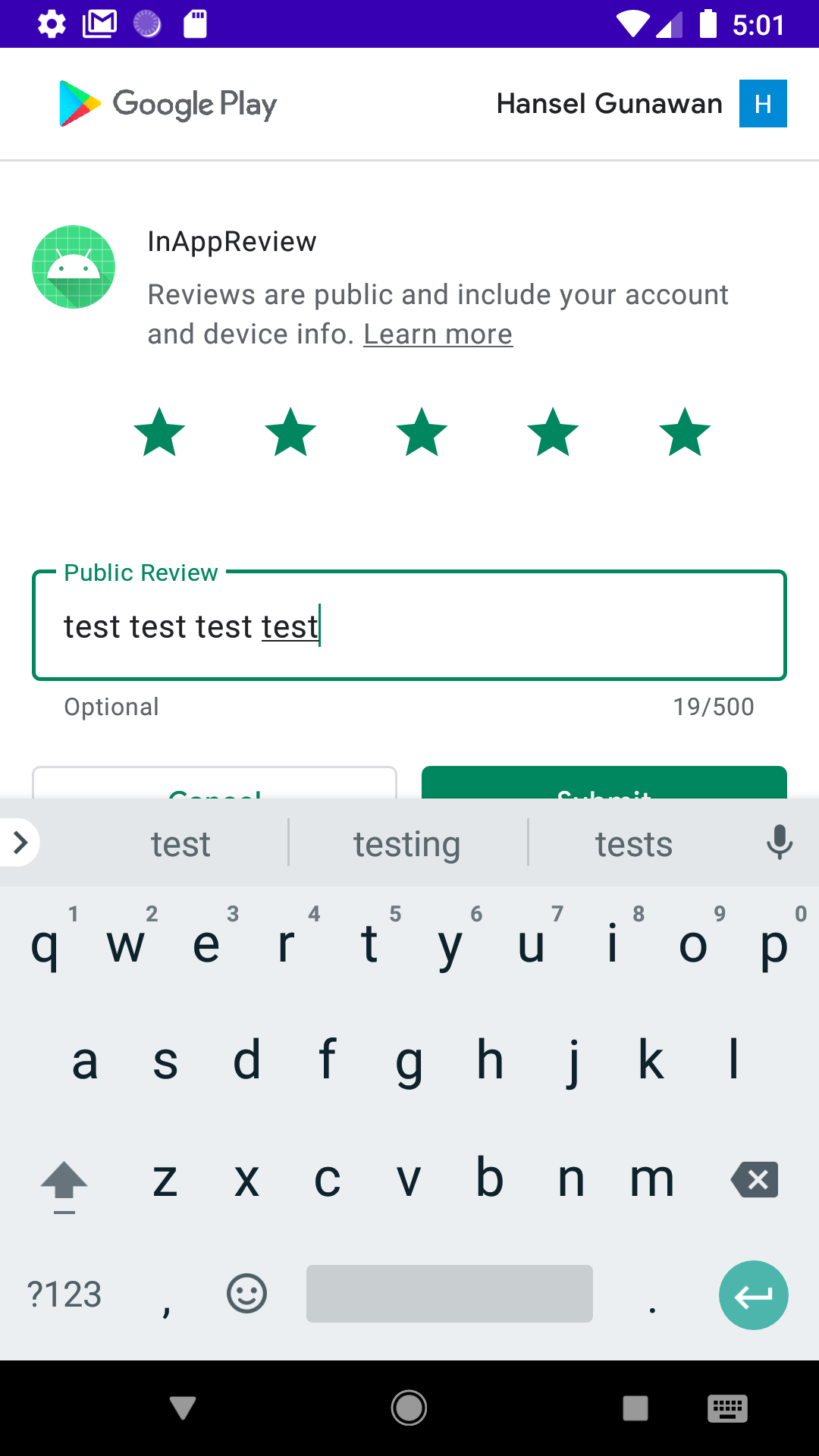 GitHub - hanselgunawan/in-app-review-android