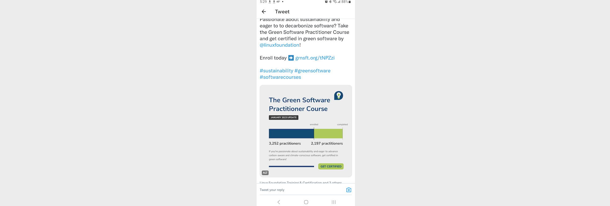 Remove certification from social media posts · Issue #149 · Green-Software-Foundation/learn · GitHub