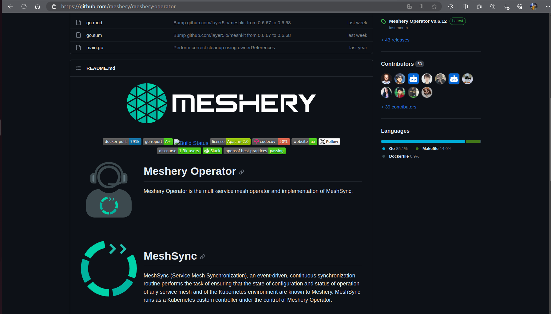 [Docs] Broken Build Status logo in readme.md · Issue #530 · meshery/meshery-operator · GitHub