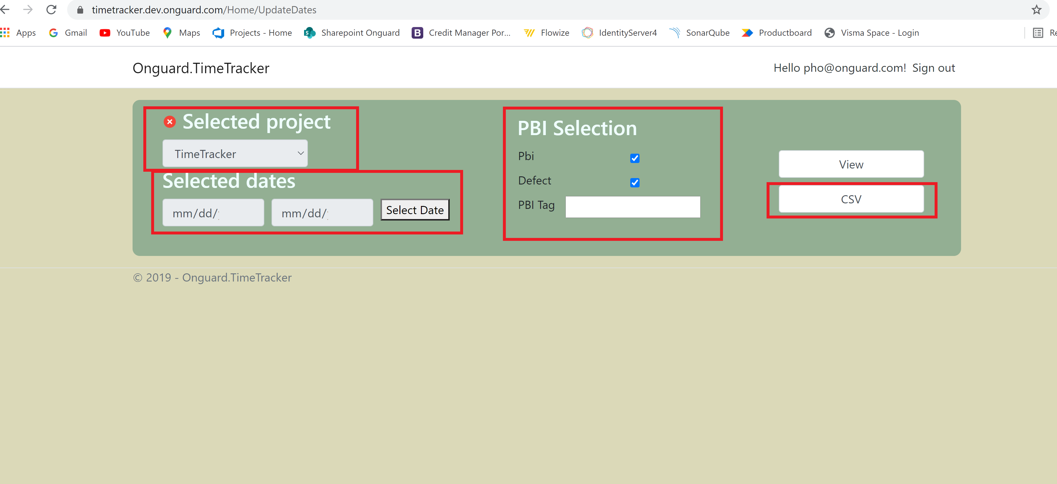 When exporting a selection of TimeTracker to CSV the selection items should be shown at the top ...