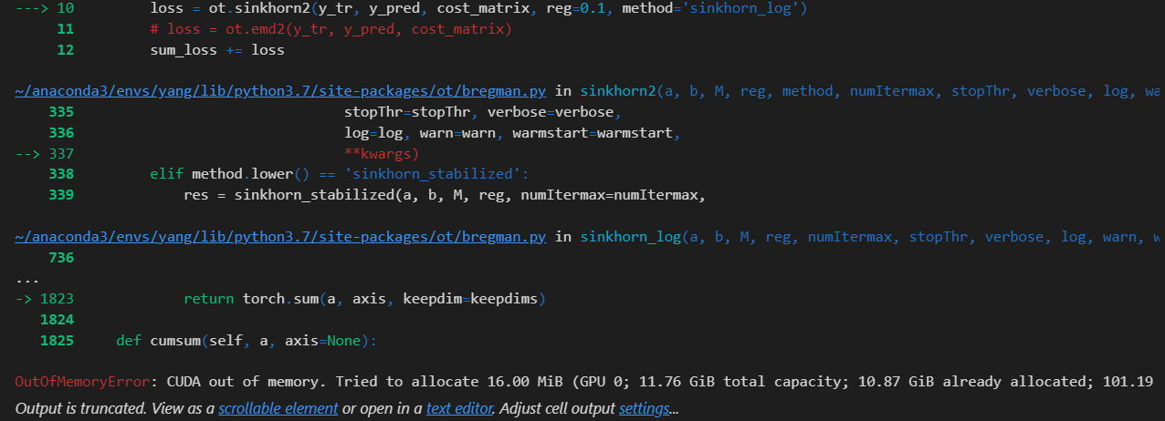 Cuda Out Of Memory When Using Ot Sinkhorn2 As A Loss Function · Issue 565 · Pythonot Pot · Github