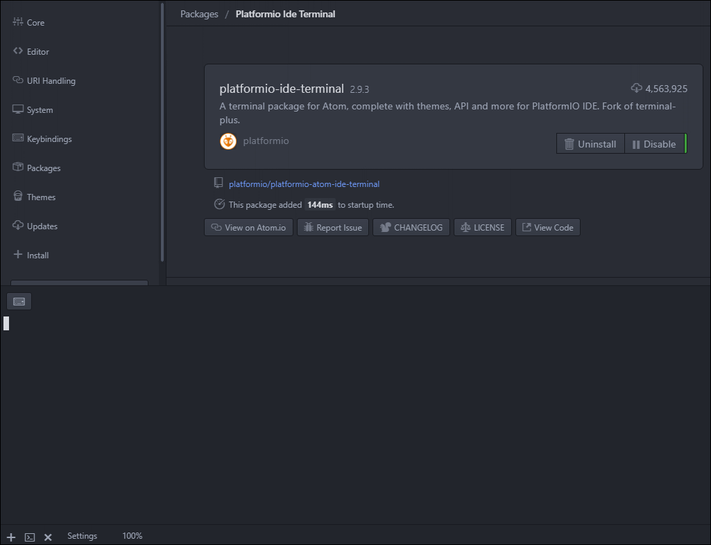 Terminal 2 9 3 Not Working In Atom 1 39 1 X64 · Issue 763 · Platformio Platformio Atom Ide