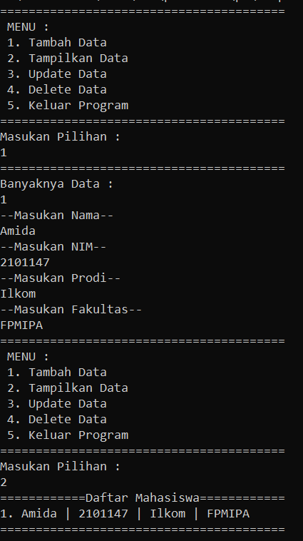 GitHub - amizulfa/LATIHAN1DPBO2023: Latihan Praktikum 1 Mata Kuliah Desain dan Pemrograman ...