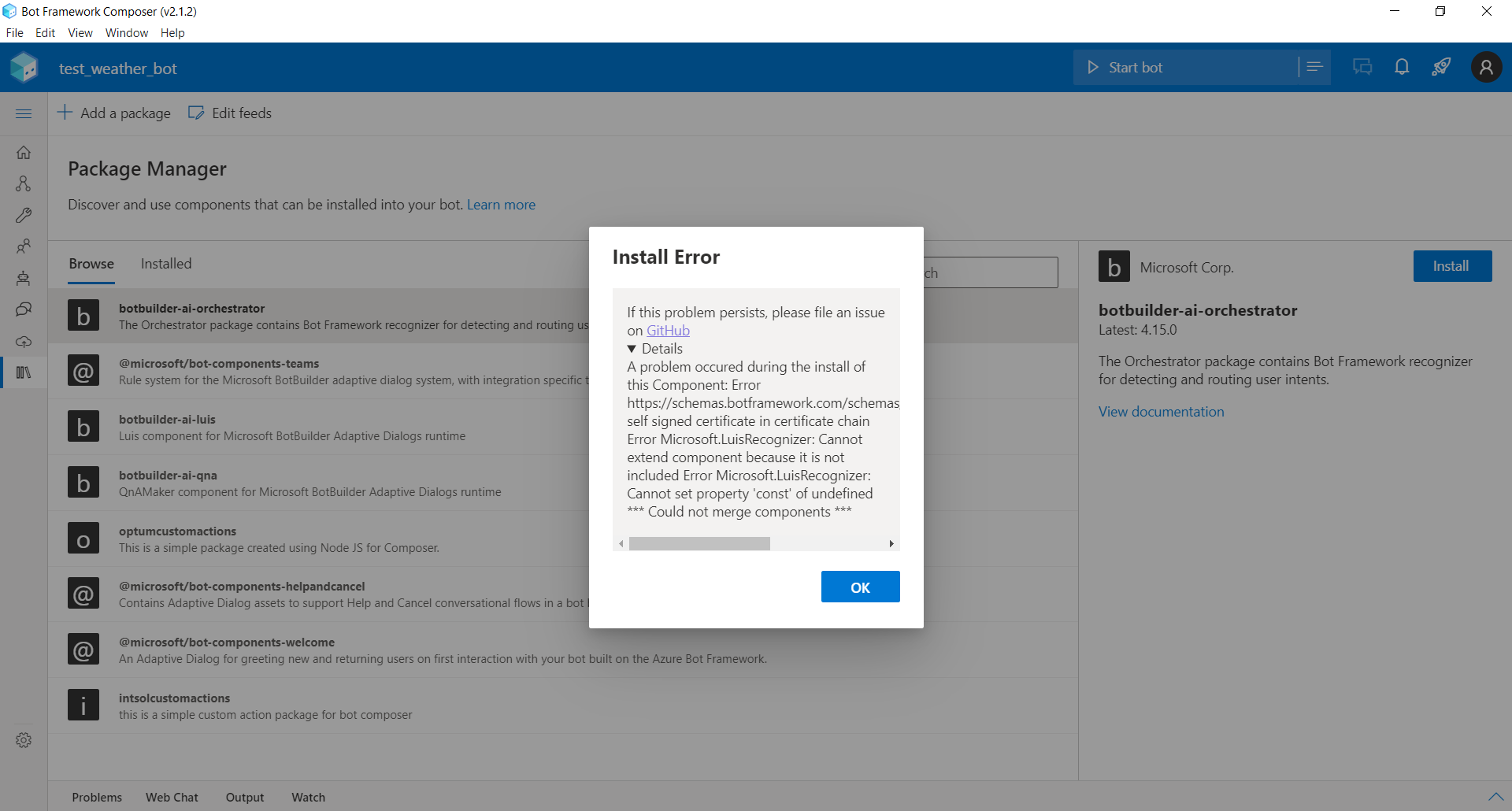 Not Able Install Packages On Composer · Issue 9023 · Microsoft