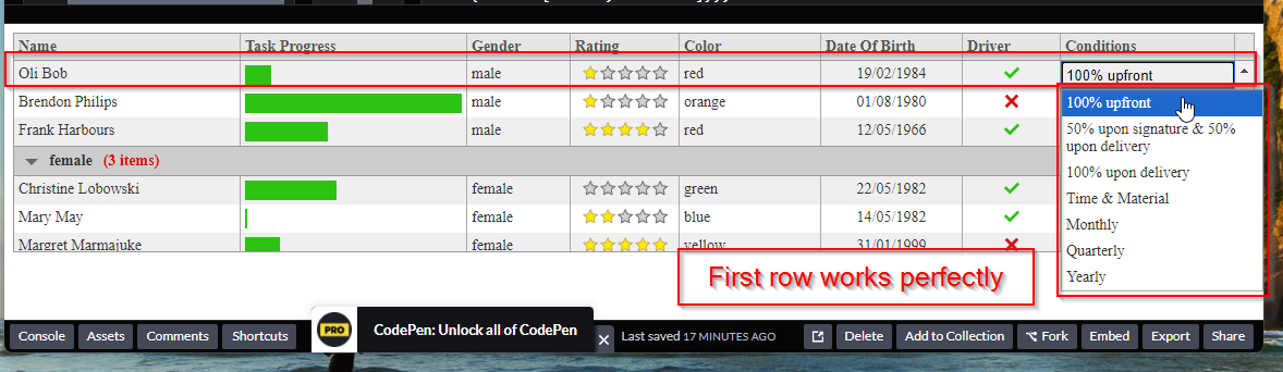 Dropdown list on a select cell not displayed when the row is near the end of the browser · Issue ...
