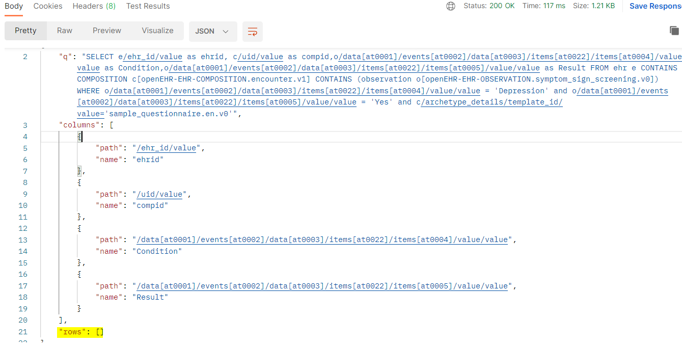Aql To Retrieve Data From Cluster With Cardinality 0 For Two Elements Provided In The Where
