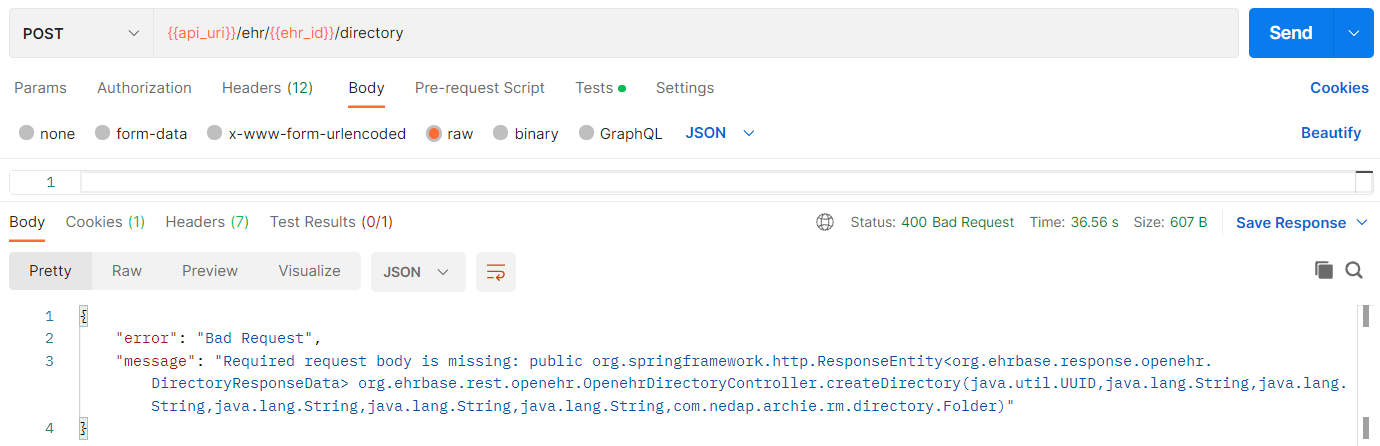 POST /directory is not accepting an empty body · Issue #651 · ehrbase/ehrbase · GitHub