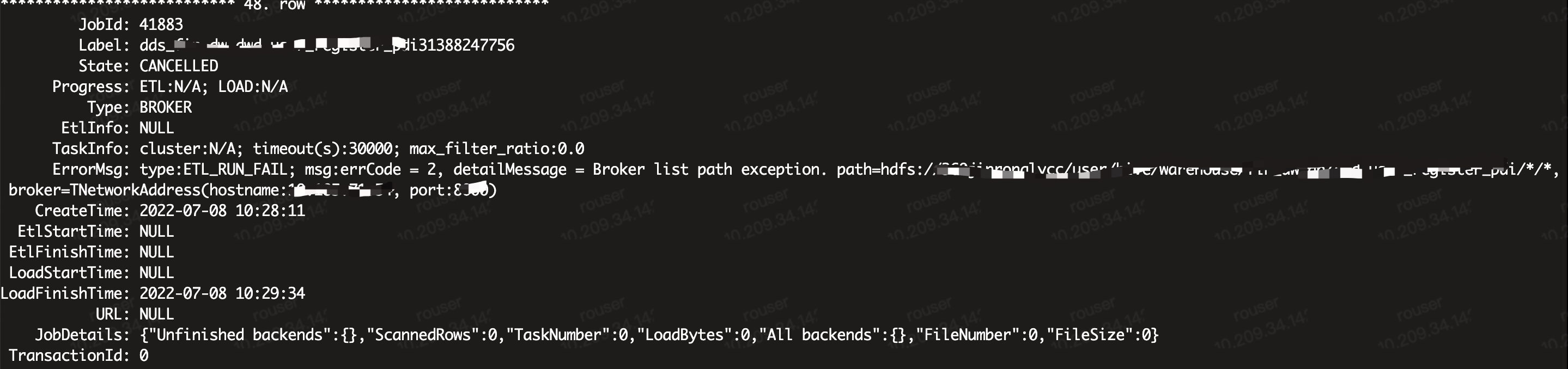 Bug Brokerload导入任务出现typeetlrunfail Msgerrcode 2 Detailmessage Broker List Path