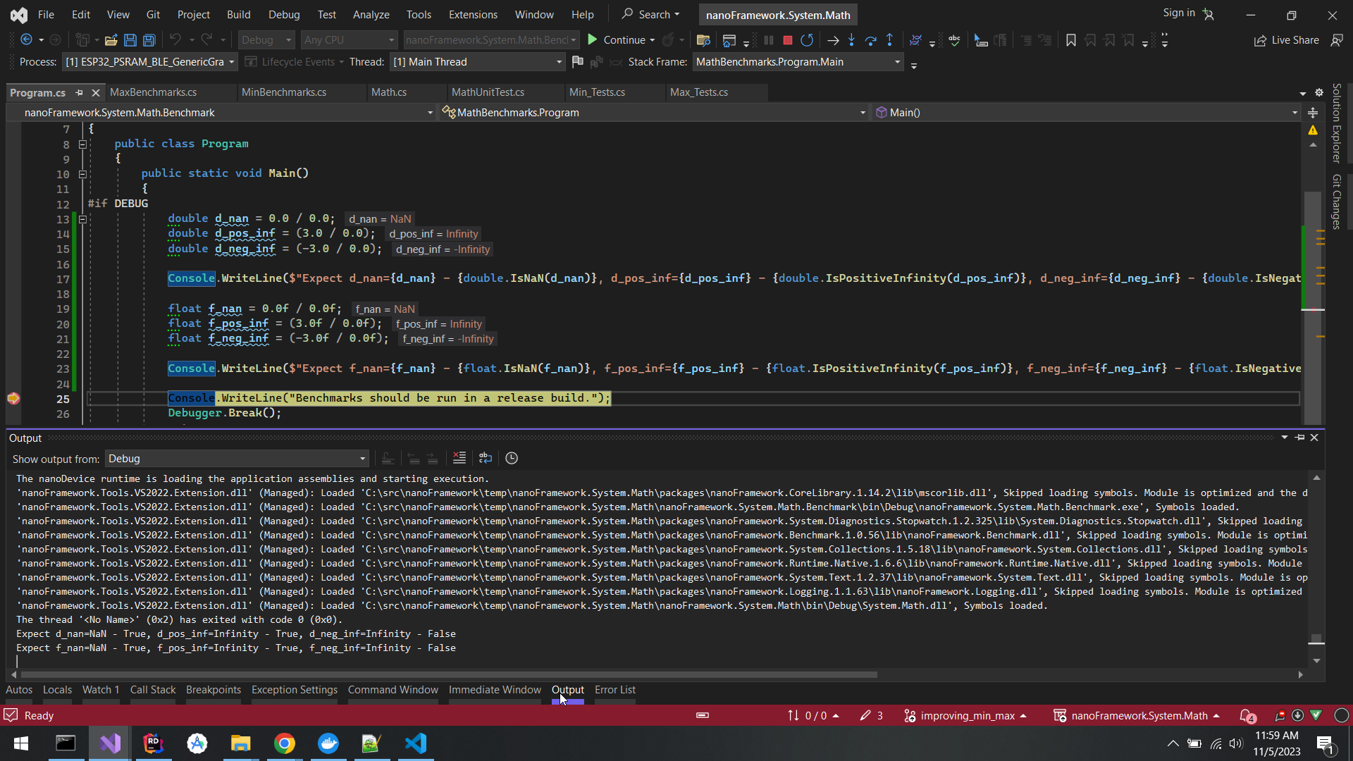 float.IsNegativeInfinity() and double.IsNegativeInfinity() do not correctly identify negative ...