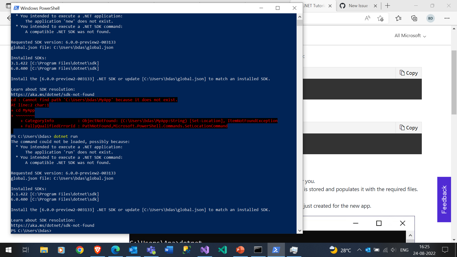 Dotnet New Console O Myapp F Net60 Does Not Give Any Produce The Program · Issue 7736 