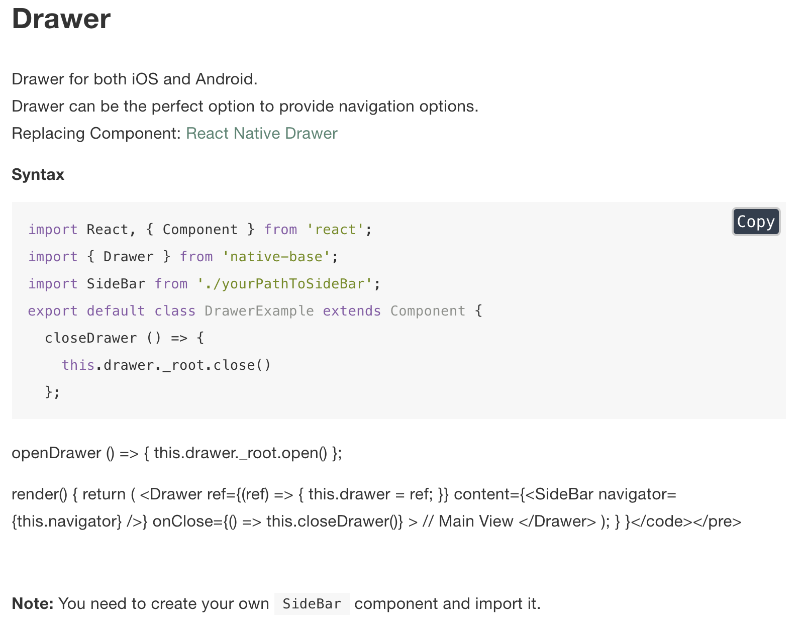 Drawer doc is broken · Issue #3429 · GeekyAnts/NativeBase · GitHub