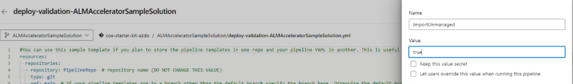 [ALM Accelerator - QUESTION] Deploy as Unmanaged · Issue #2185 · microsoft/coe-starter-kit · GitHub
