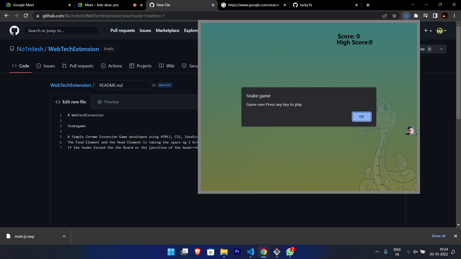 GitHub - No1nilesh/web-tech-extension: This classic Snake game is built using HTML, CSS, and ...