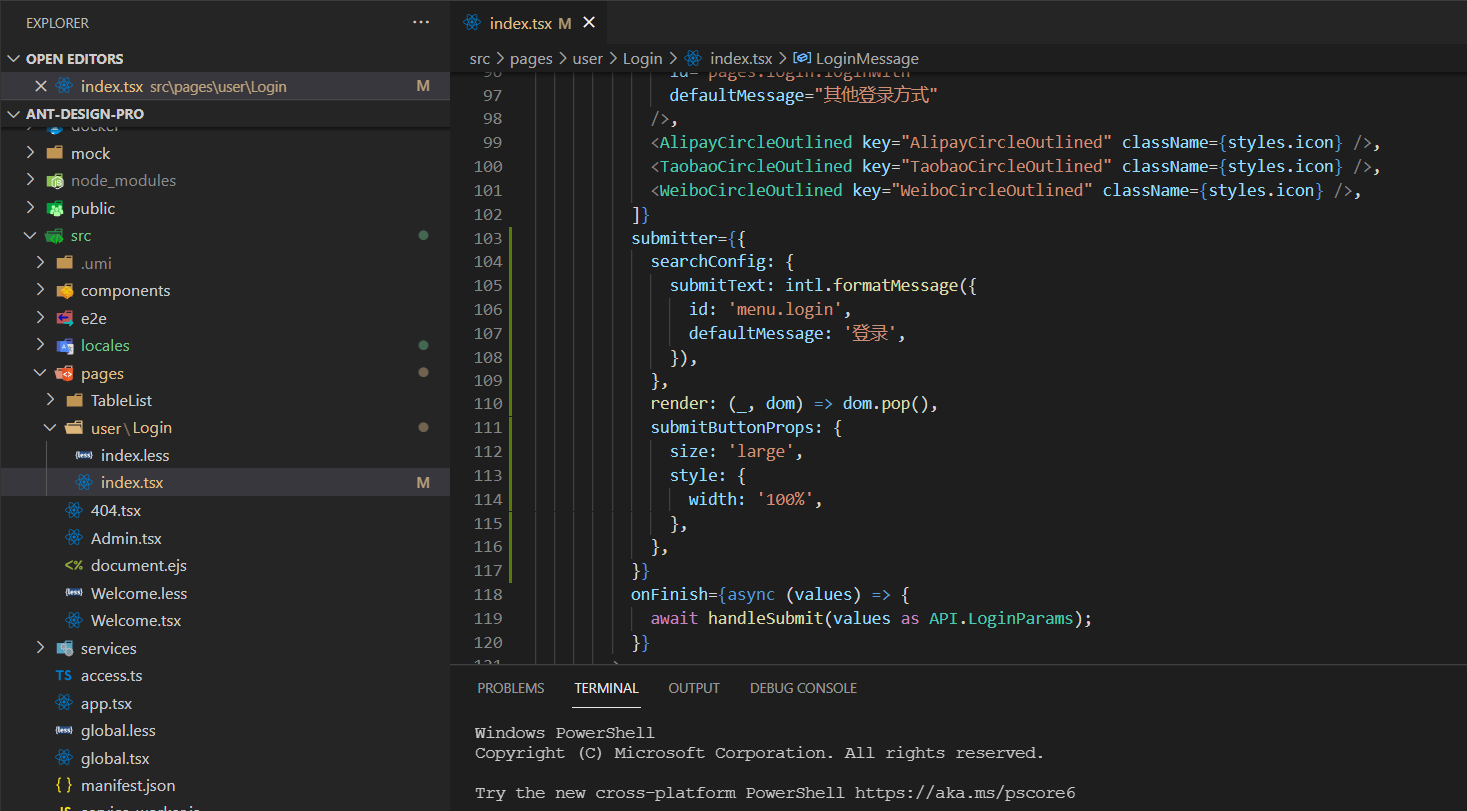 Can't change the language in some places to English in Ant Design Pro ...