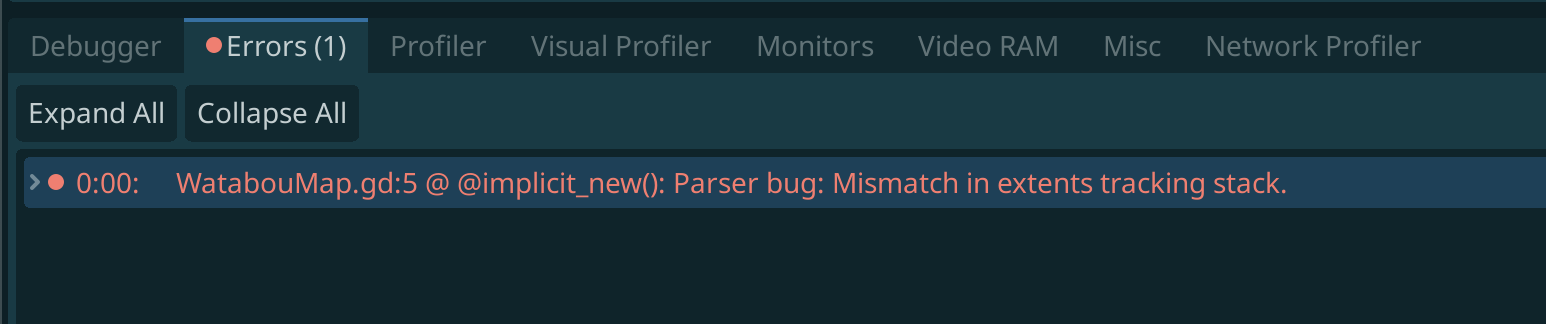 When a file has syntax errors and is preloaded, the project gives strange errors from the editor ...
