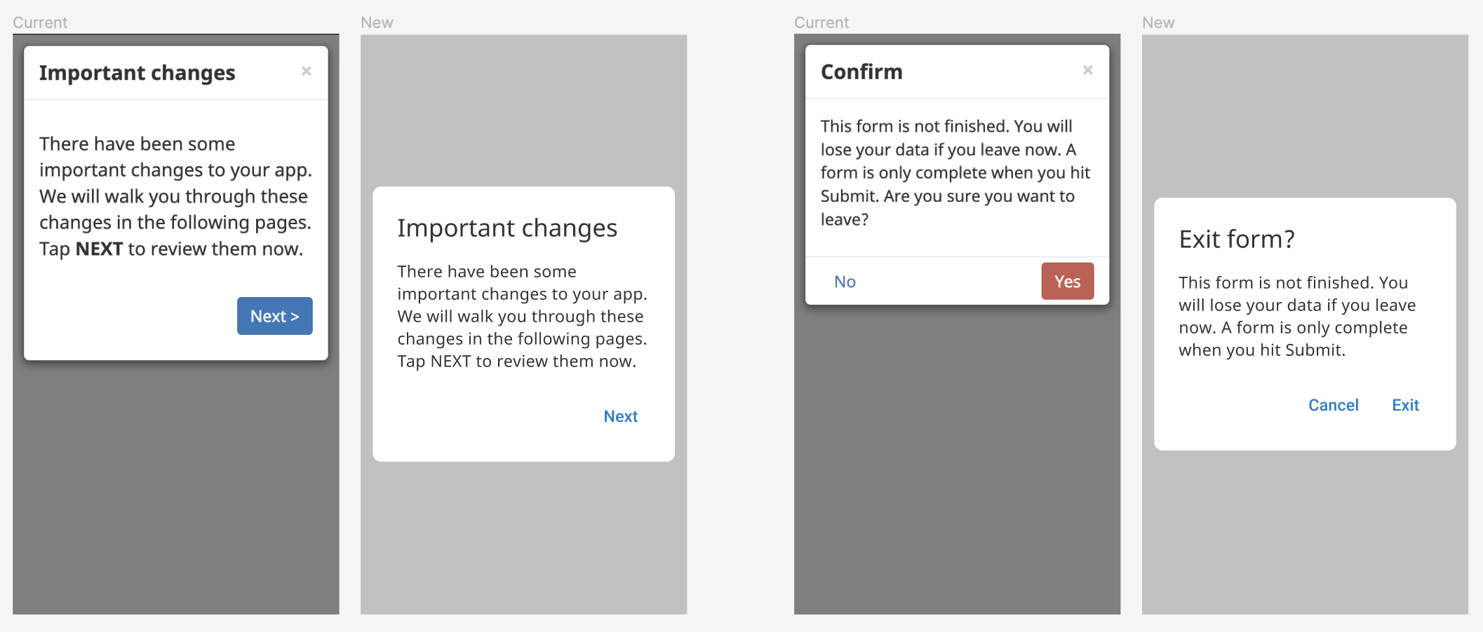 Align "dialog" components with Material design guidelines · Issue #8390 · medic/cht-core · GitHub