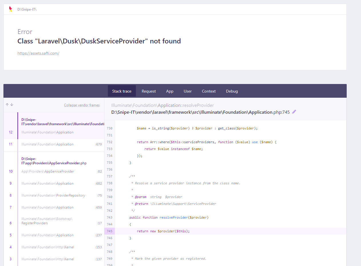 Error Class Laravelduskduskserviceprovider Not Found After Upgrading From V544 To V600 0896