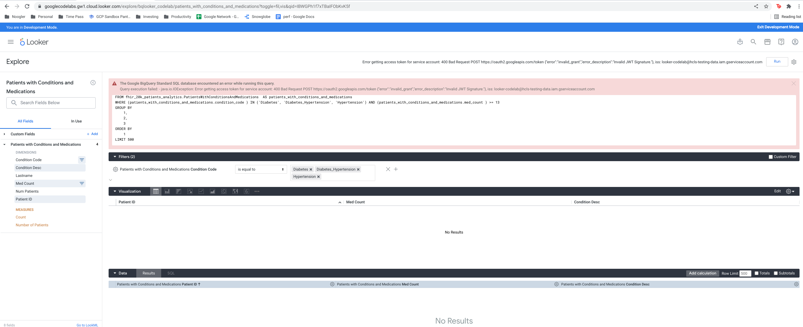 Error in codelab: Visualize Clinical Data using Looker · Issue #1086 · googlecodelabs/feedback ...